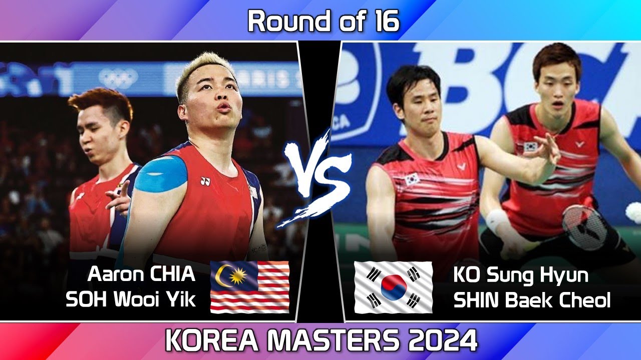 Aaron CHIA /SOH Wooi Yik vs KO Sung Hyun /SHIN Baek Cheol | Korea Masters 2024 Badminton - PressMega